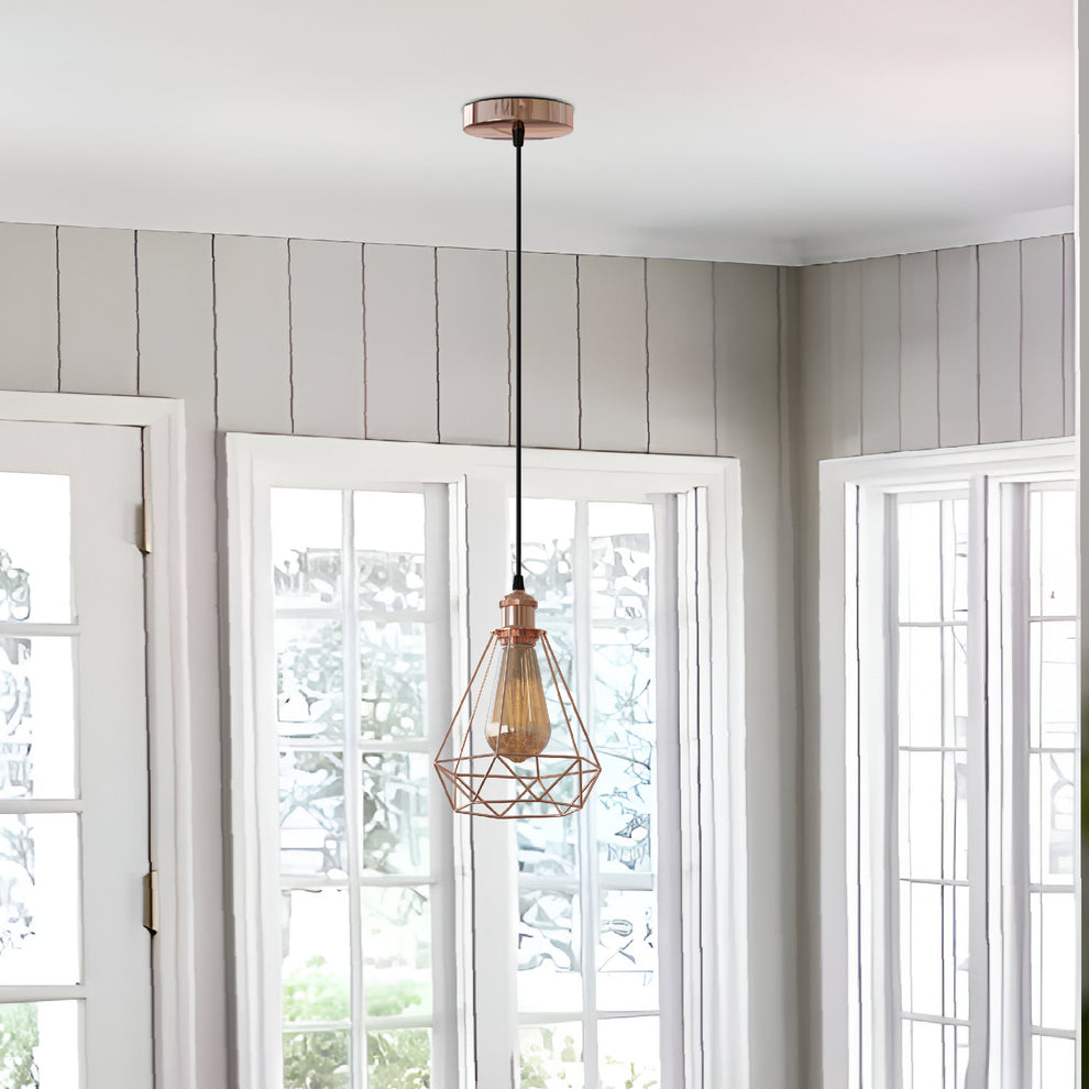 Modern Ceiling Pendant Fitting Diamond Cage Style Lights ~1747 ...