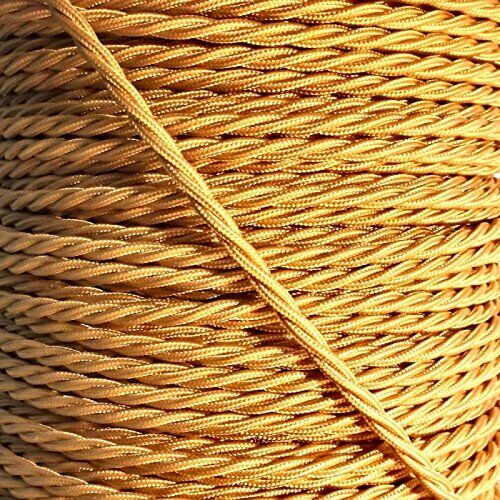 2 Core Twisted Fabric Electric Wire Gold Vintage Style Cable ~2161 ...